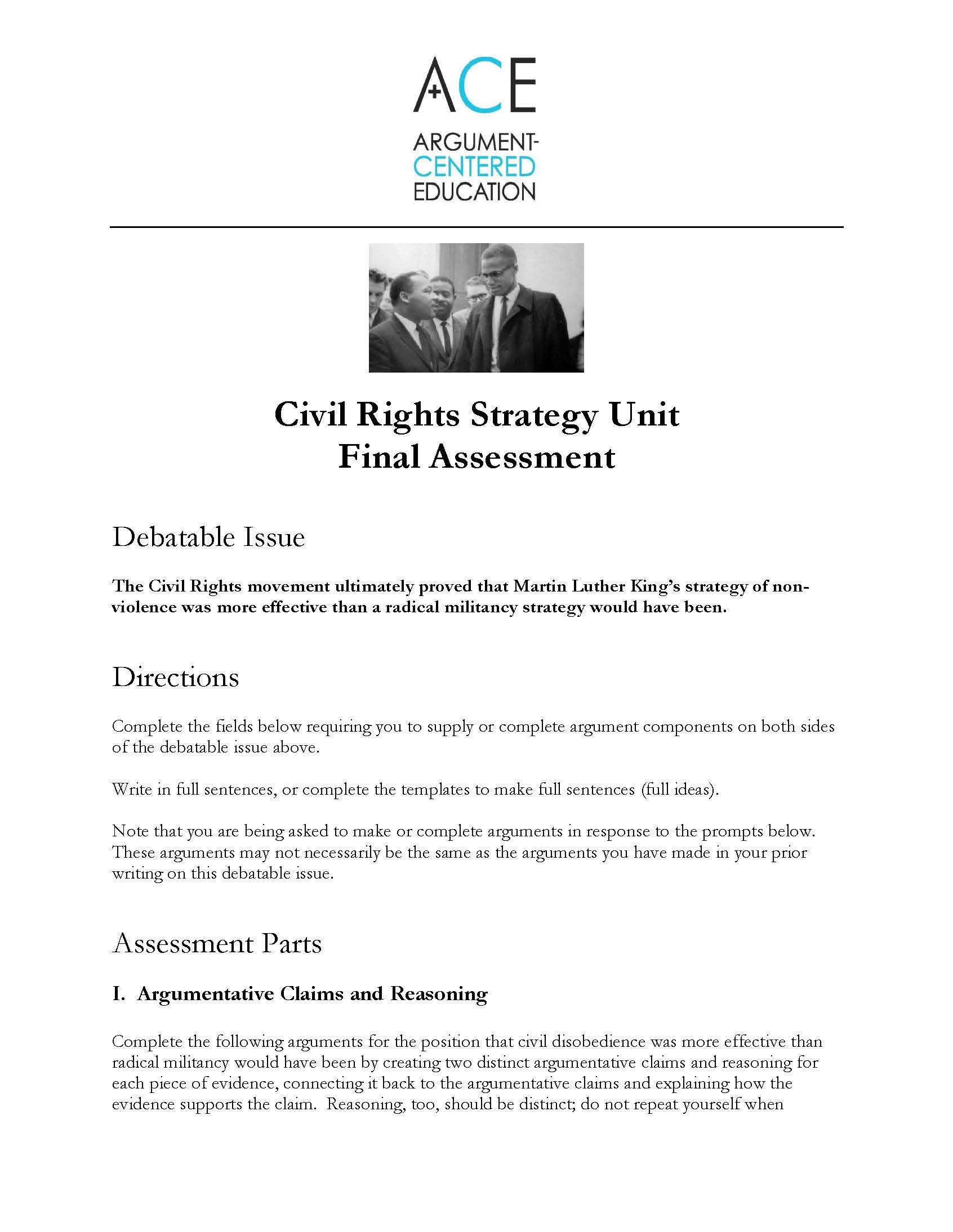 Two New Argument-Based Assessment Samples | Argument-Centered Education