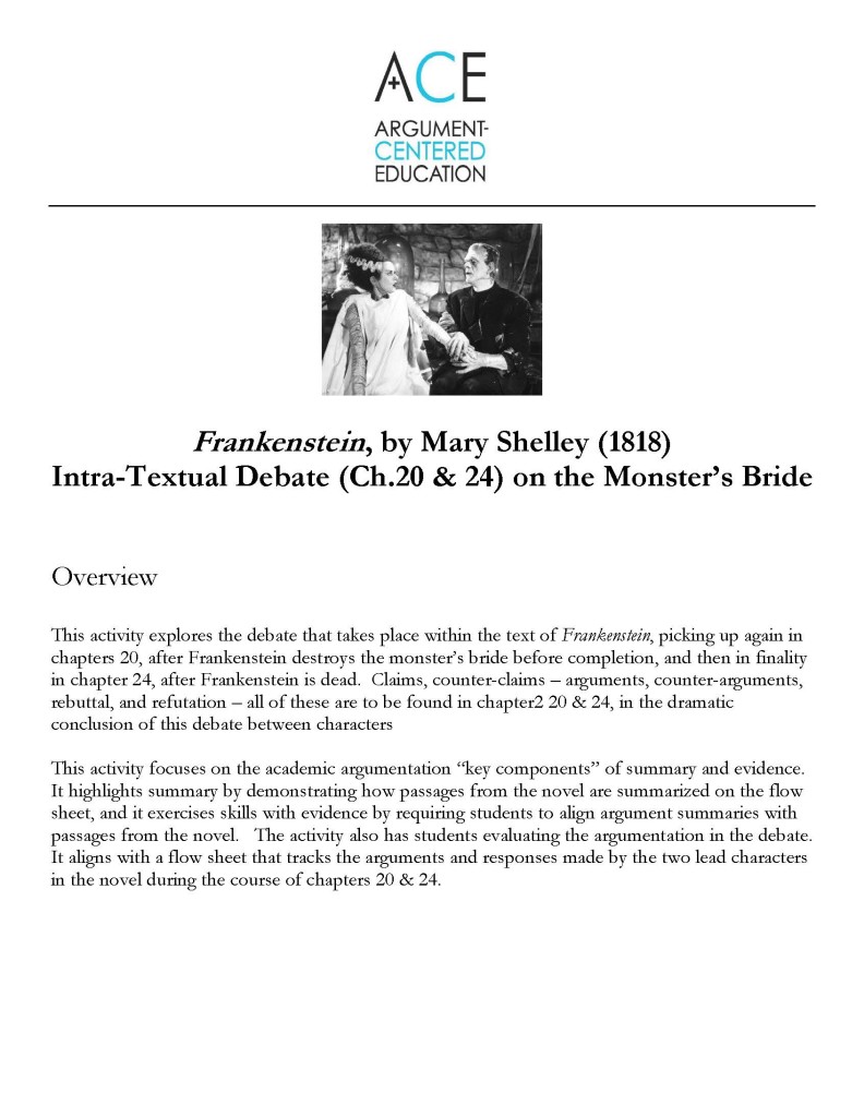 Intra-Textual Debate Tracking and Evaluation in ‘Frankenstein,’ by Mary ...