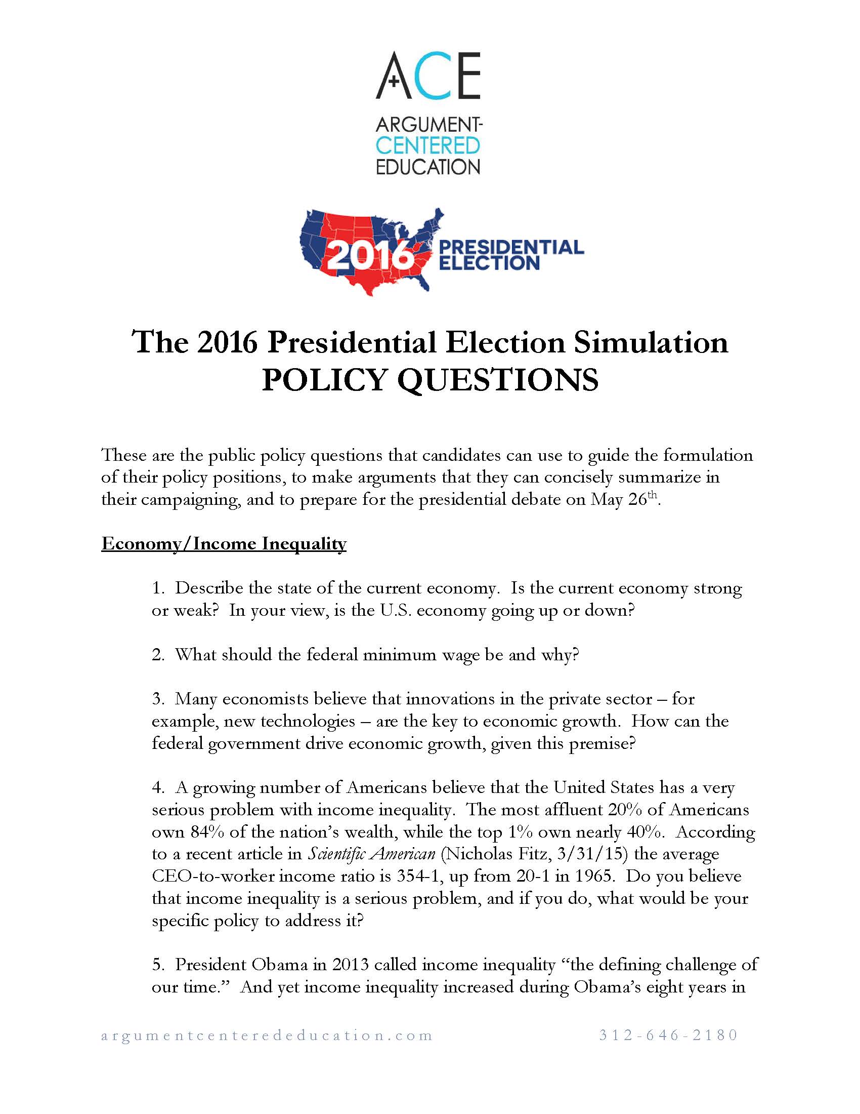 Simulating the 2016 Presidential Election | Argument-Centered Education