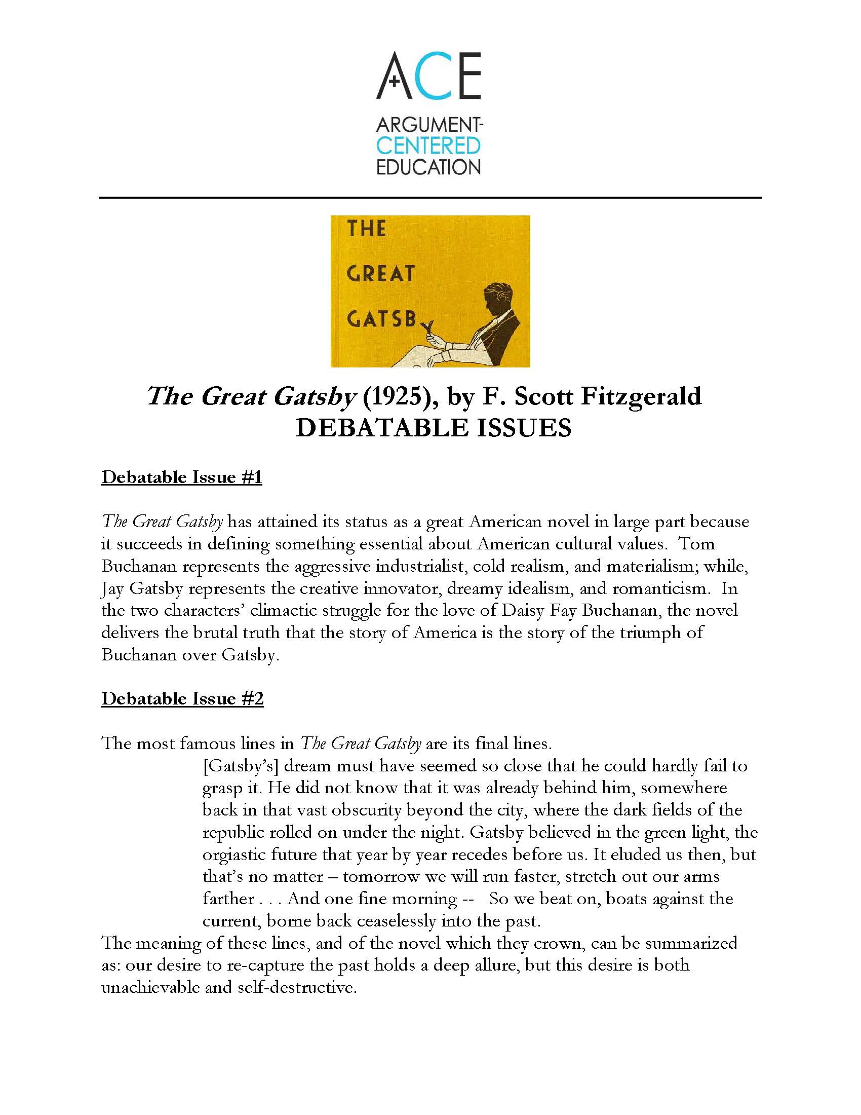 ‘The Great Gatsby’ and Assessing Student Argumentation | Argument ...