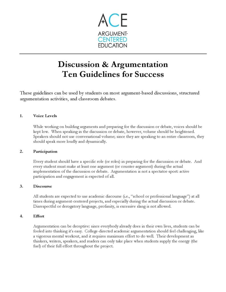 Ten Guidelines for Successful Participation in Argument-Based ...