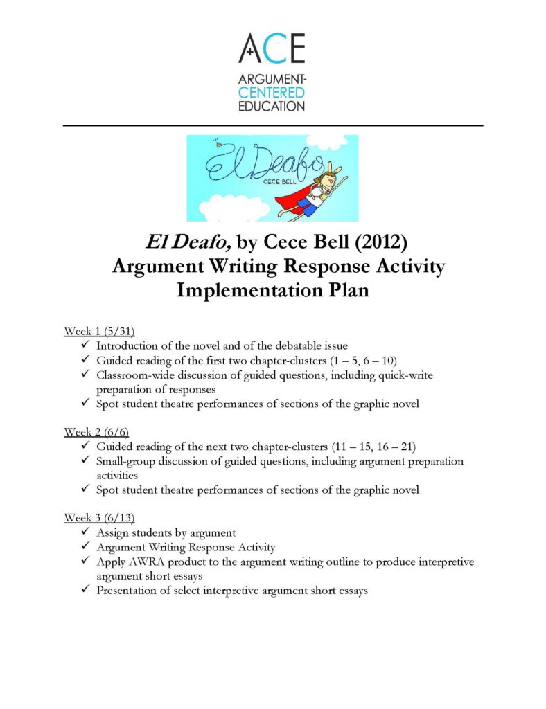 ‘El Deafo’ and the Argument Writing Response Activity | Argument ...