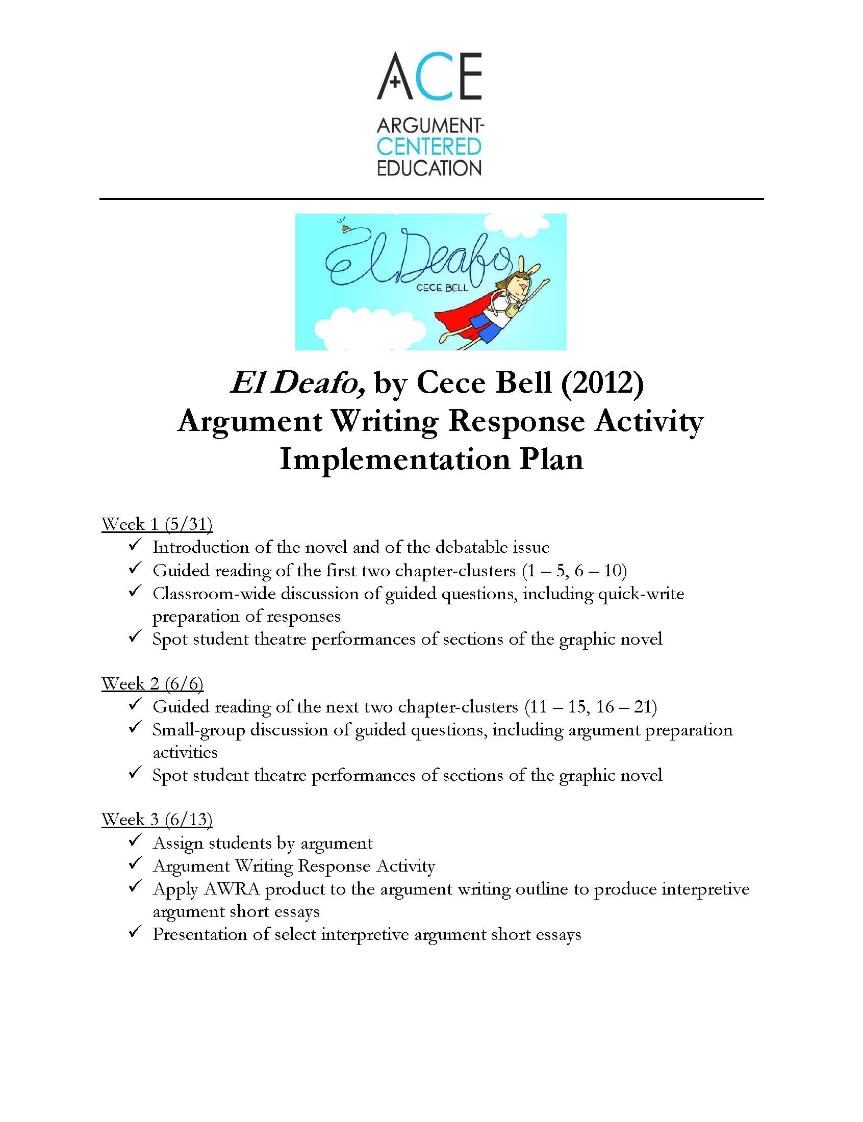 ‘El Deafo’ and the Argument Writing Response Activity | Argument ...