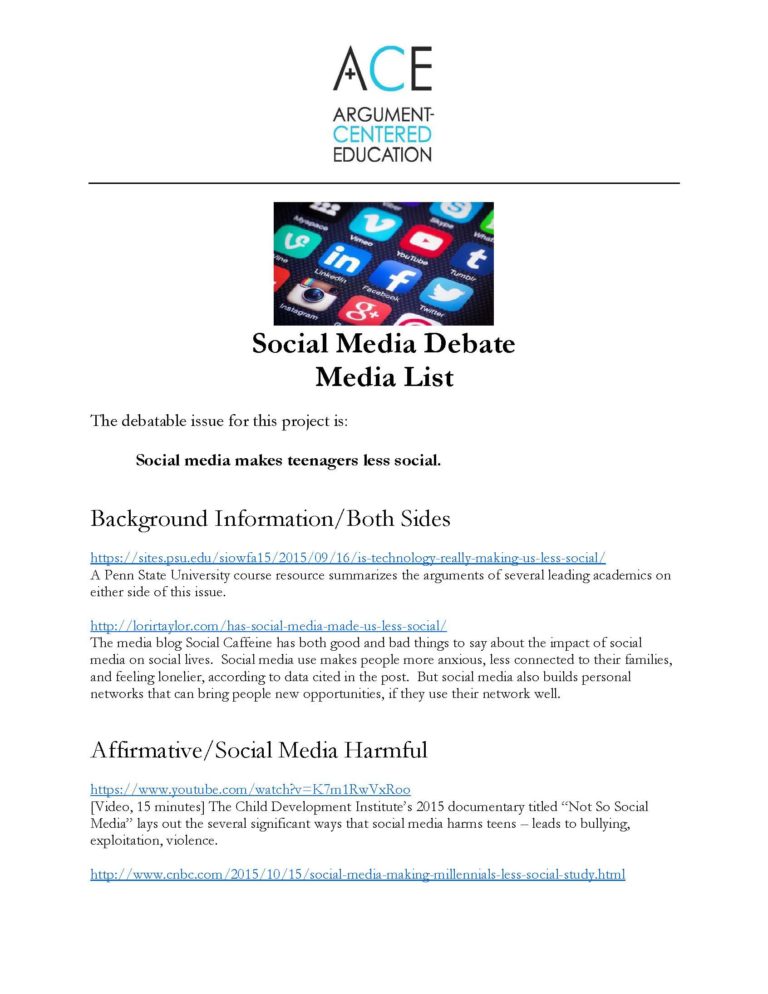 Teens’ Social Media Use, the Argument Assembler, and Large Groups ...