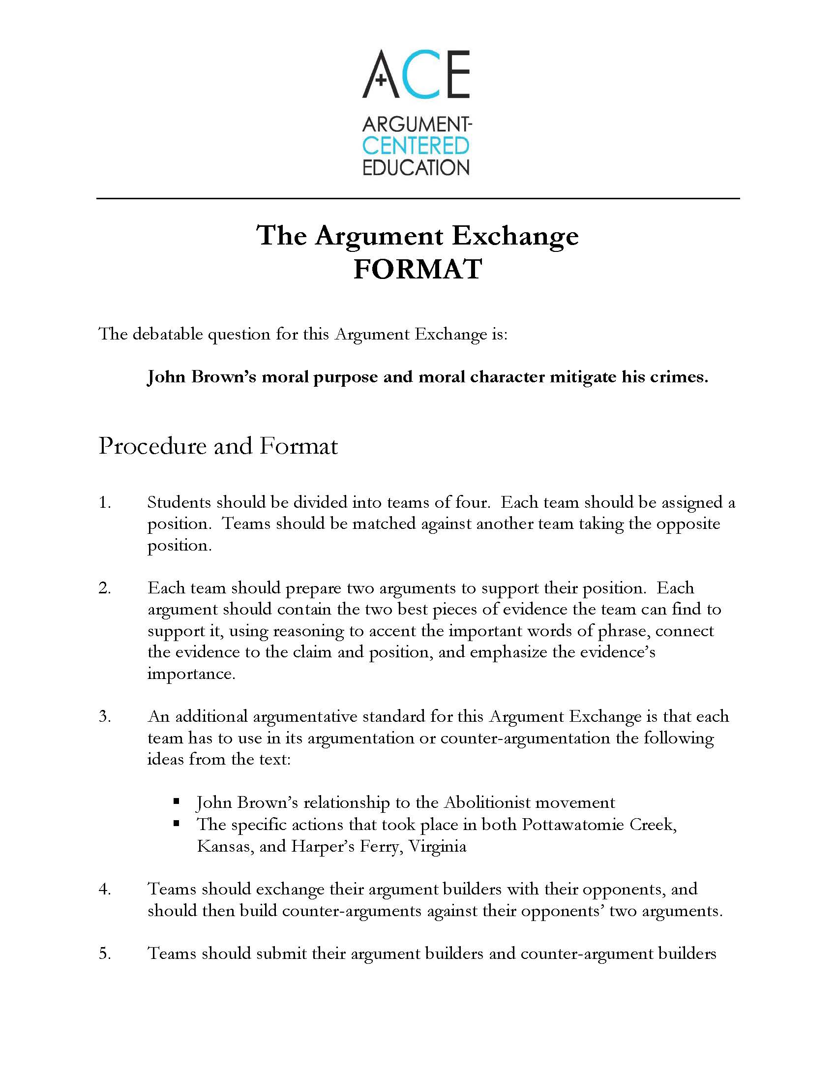 Mid-19th Century Abolitionism, John Brown, and Argument Exchange ...