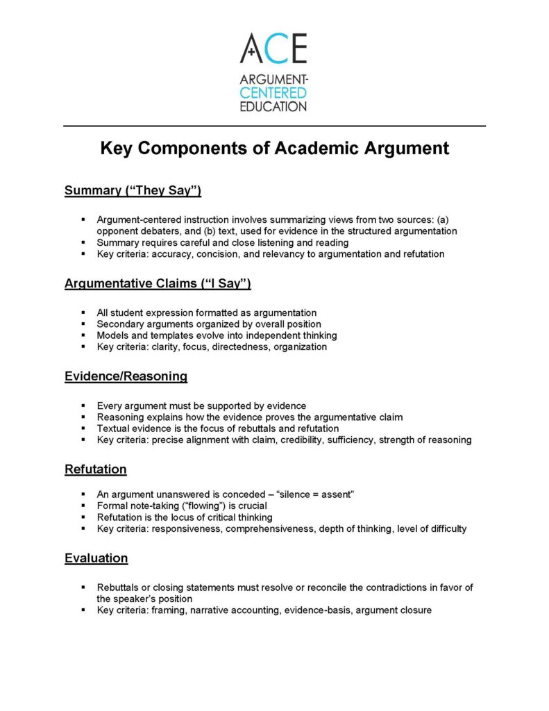 Not All at Once: Academic Argument Skills Building Sequences for HS and ...