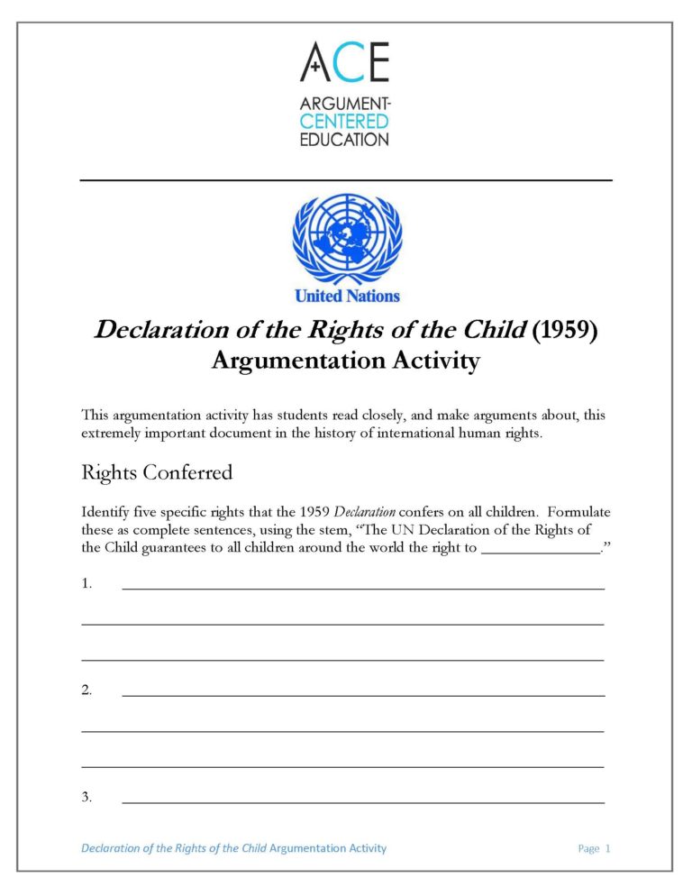 A Simple Argumentation Activity on the UN ‘Declaration of the Rights of ...
