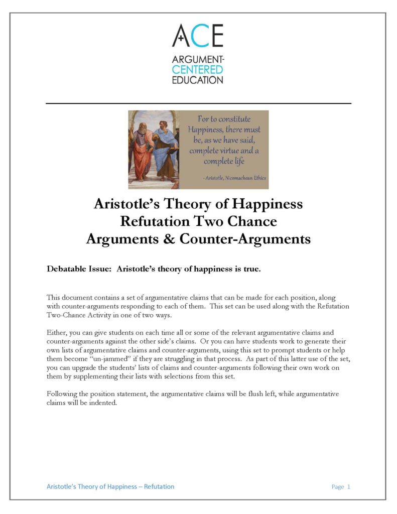 Claims and Counter-Claims for Use with the Refutation Two-Chance ...