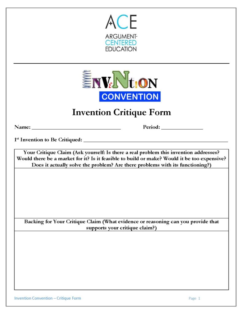 Including Argumentation at the Invention Convention | Argument-Centered ...