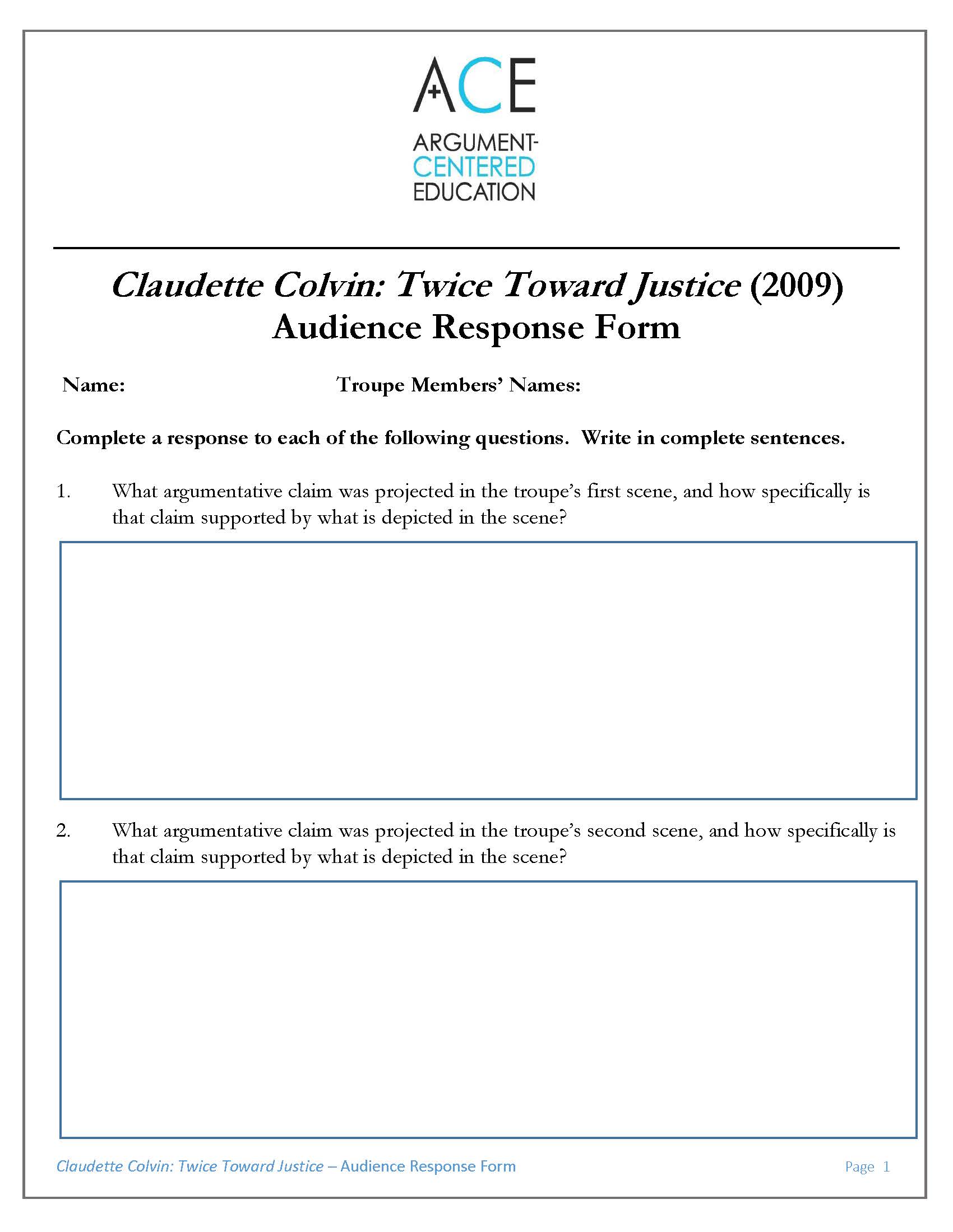 Claudette Colvin, Civil Rights History, and Argument-Based Dramatic ...