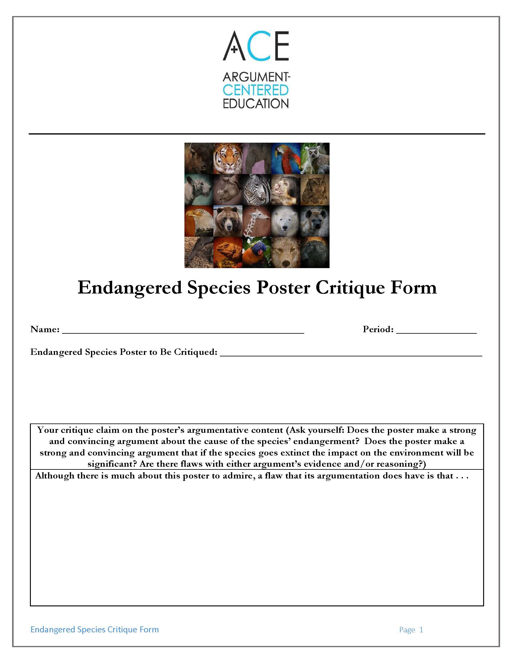 An Endangered Species Poster Project, Argumentalized | Argument ...