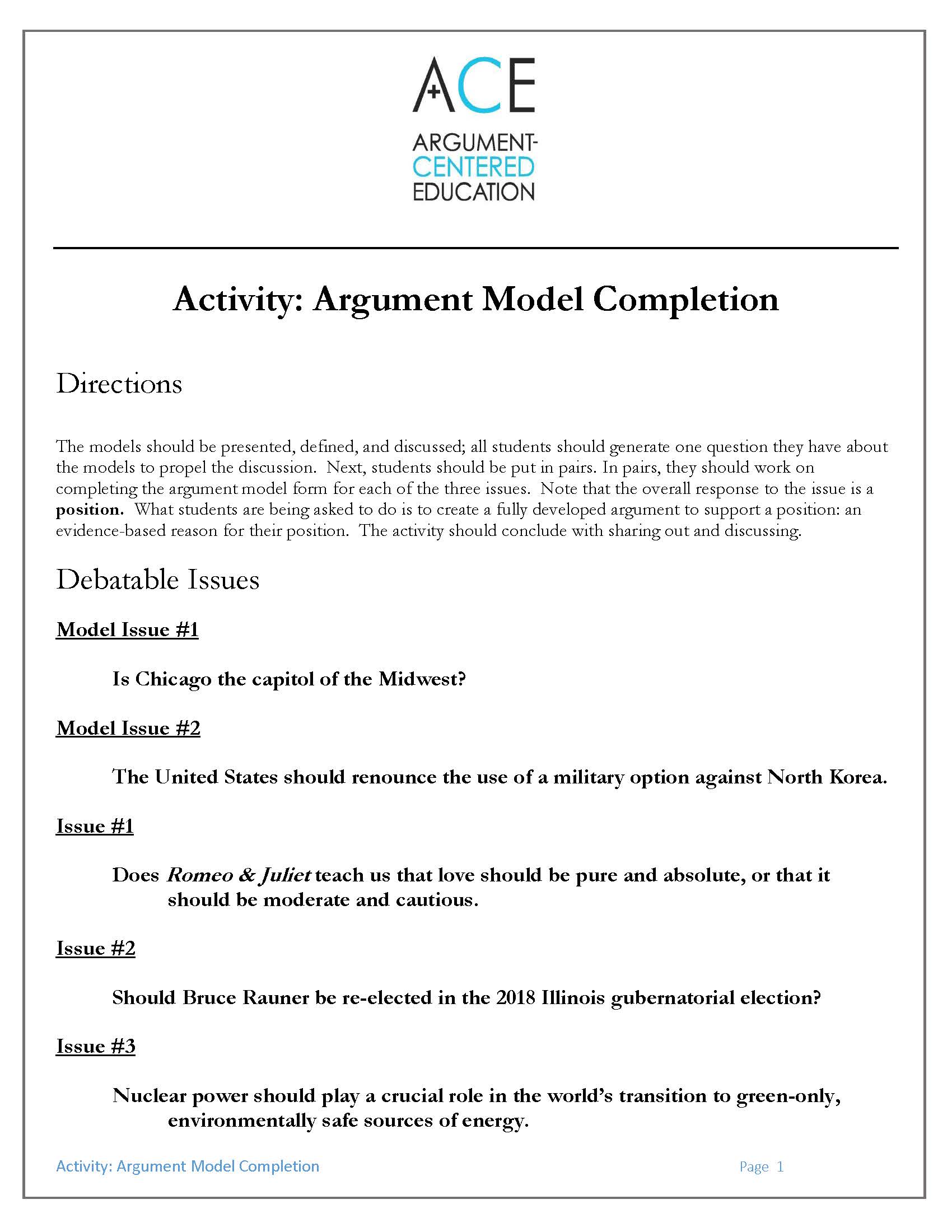Our Adaptation of the Toulmin Model of Argument | Argument-Centered ...