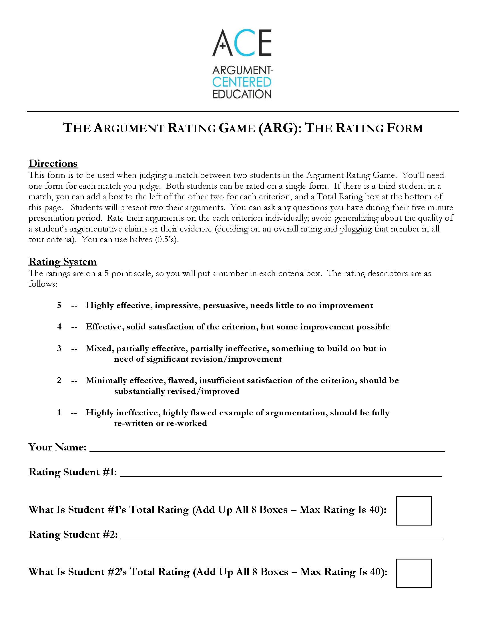 ARG, not Arrggghhhh!! | Argument-Centered Education