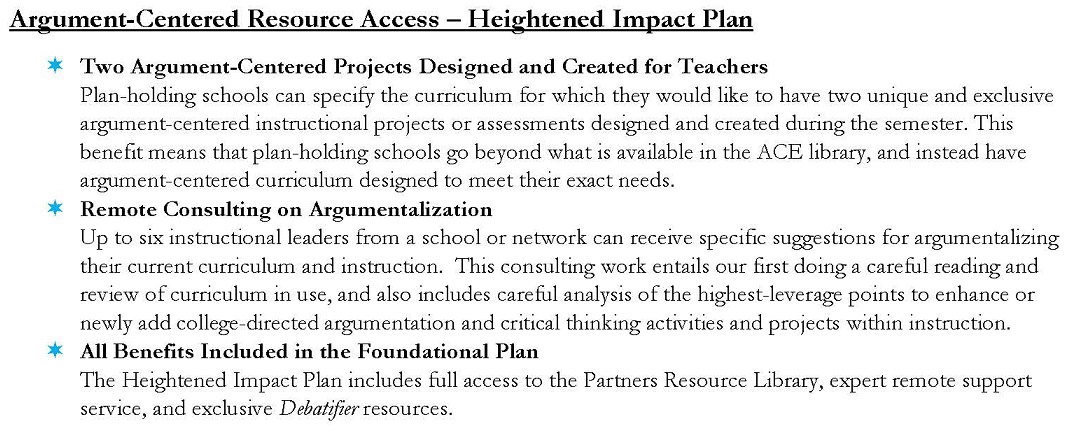 Announcing New Resource Access Plans | Argument-Centered Education